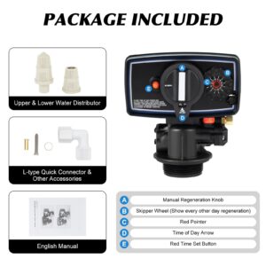 Timer Water Softener Control Valve 110V 3W Water Softener Timer Valve Backwash Head 12 Day Timer Valve Replacement Softener Valve For Filter Resin Tanks, Black