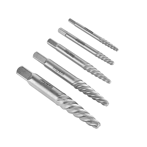 Luckyway 5-Piece Damaged Screw Extractor Set Damaged & Stripped Screw Extractor Remover Tool, Easy Out Bolt Extractor Set for Removing Stripped Screws and Broken Bolts