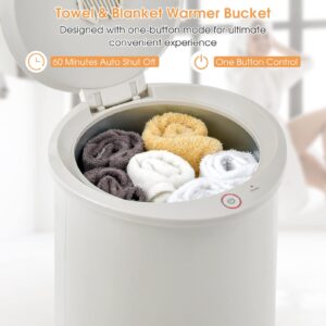 Tangkula Towel Warmer Bucket, 20L Luxury Towel Warmer with Fragrance Holder, Removable Lid, One-Button Control, Auto Shut Off, Bucket Towel Heater for Two 40" x 70" Bath Towels, Bathrobes, Spa