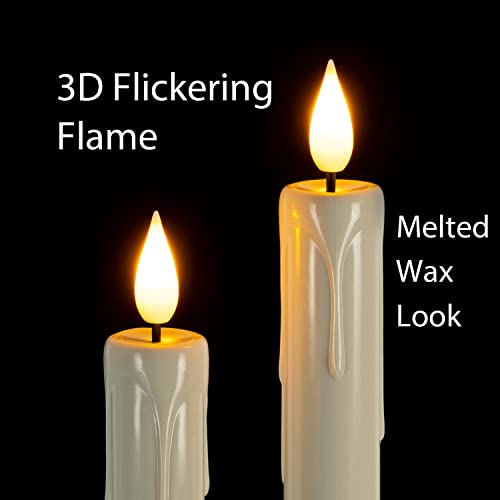 Homemory 6 Pcs Flameless Taper Candles with Remote, Timer, Dimmer, Ivory Battery Operated CandleSticks with Flickering Light, Plastic Led Window Candles, 9.6 Inches for Halloween Christmas Decoration