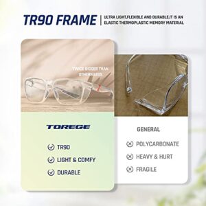 TOREGE Stylish Safety Glasses For Men, Safety Goggles Eye Protection Scratch Resistant With Anti-Fog And Anti-Blue Light Lens For Nurses Women(C4-Transparent Purple&Blue)