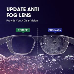 TOREGE Stylish Safety Glasses For Men, Safety Goggles Eye Protection Scratch Resistant With Anti-Fog And Anti-Blue Light Lens For Nurses Women(C4-Transparent Purple&Blue)