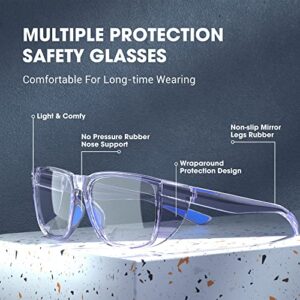 TOREGE Stylish Safety Glasses For Men, Safety Goggles Eye Protection Scratch Resistant With Anti-Fog And Anti-Blue Light Lens For Nurses Women(C4-Transparent Purple&Blue)