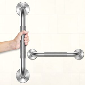 2 pack 16 inch anti-slip shower grab bars,sus304 stainless steel grab rails for bathrooms,knurled shower safety hand rail,bathroom grab bar,handicap bar elderly pregnant injury assist bath handle