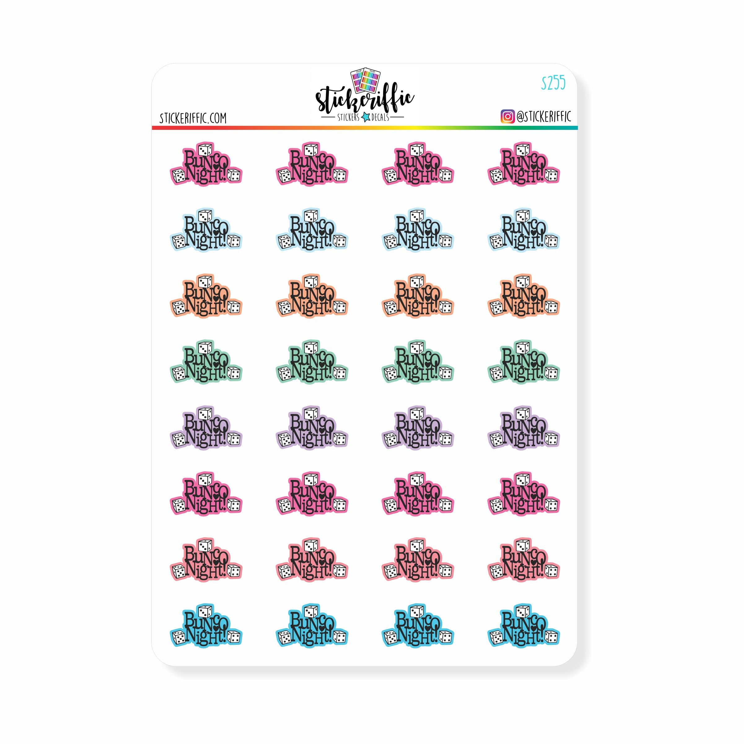 Bunco Game Night Planner Stickers - S255