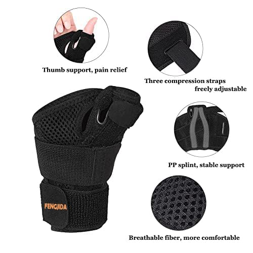 Thumb Brace - Carpal Tunnel Wrist Brace Relief and Tendinitis Arthritis Sprained, Thumb Spica Splint Wrist Support to Help Sleep, Treat Trigger Finger Splint Sprained Relieve Pain - Fit Left and Right Hands