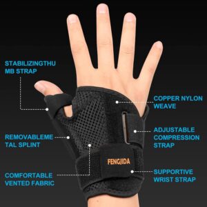 Thumb Brace - Carpal Tunnel Wrist Brace Relief and Tendinitis Arthritis Sprained, Thumb Spica Splint Wrist Support to Help Sleep, Treat Trigger Finger Splint Sprained Relieve Pain - Fit Left and Right Hands