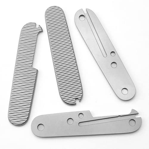 2PCS Fish Scale G10 Handle Scales Patches Titanium Alloy Patch fit for 91mm Swiss Army Knife DIY Modification…