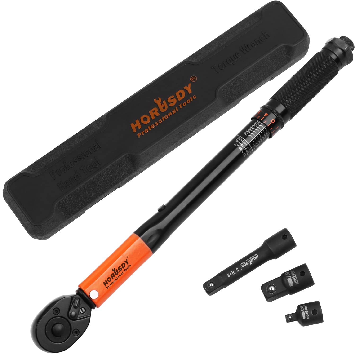 HORUSDY 3/8-Inch Drive Click Torque Wrench, 10-80 Ft-Lb, Quick Release Ratchets, Black