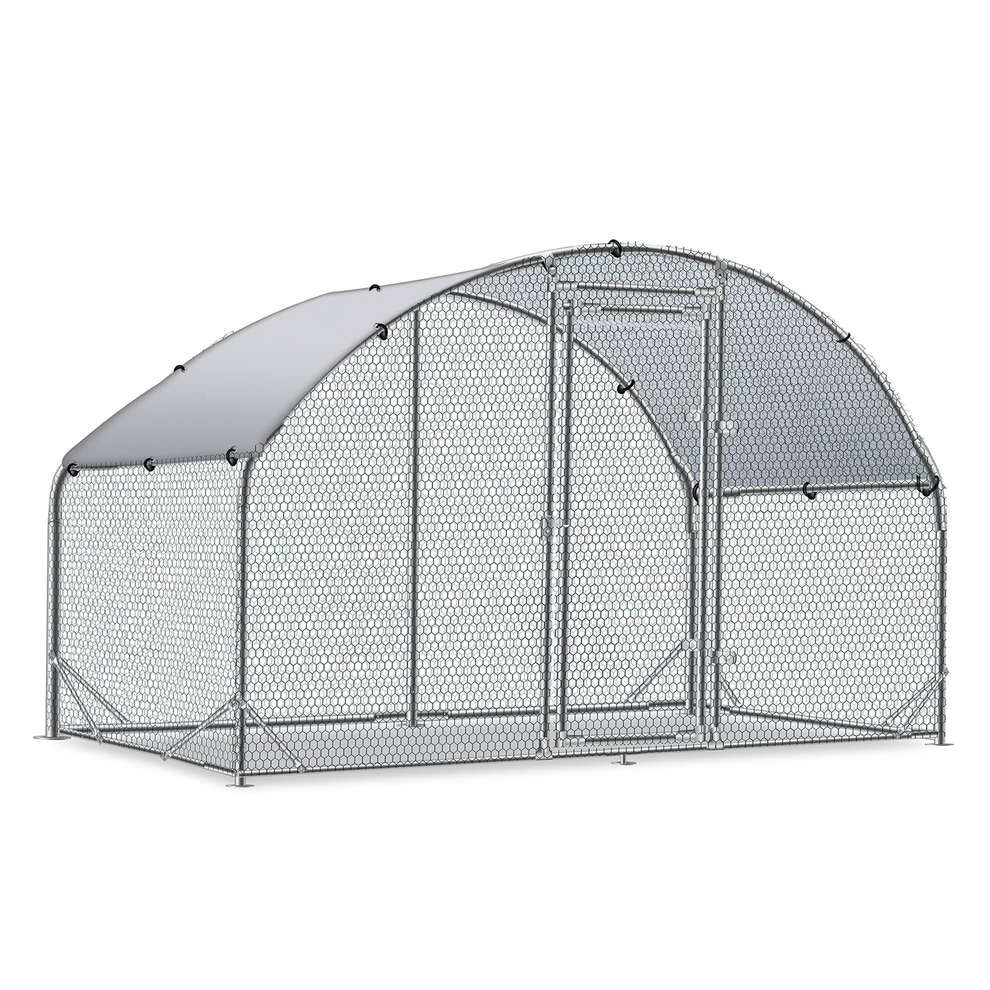 TOLEAD Large Metal Chicken Coop Upgrade Tri-Supporting Wire Mesh Chicken Run,Chicken Pen with Water-Resident and Anti-UV Cover,Duck Rabbit House Outdoor(9’ W x 6.6’ L x 6.5’ H)