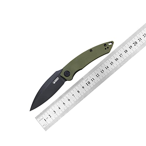 KUBEY Leaf KU333C Pocket Knife for EDC, Small Folding Knife with 2.99 Inch Blade G10 Handle, Reversible Deep Carry Pocket Clip for Camping Hunting Hiking