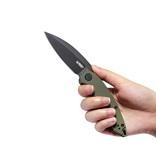 KUBEY Leaf KU333C Pocket Knife for EDC, Small Folding Knife with 2.99 Inch Blade G10 Handle, Reversible Deep Carry Pocket Clip for Camping Hunting Hiking