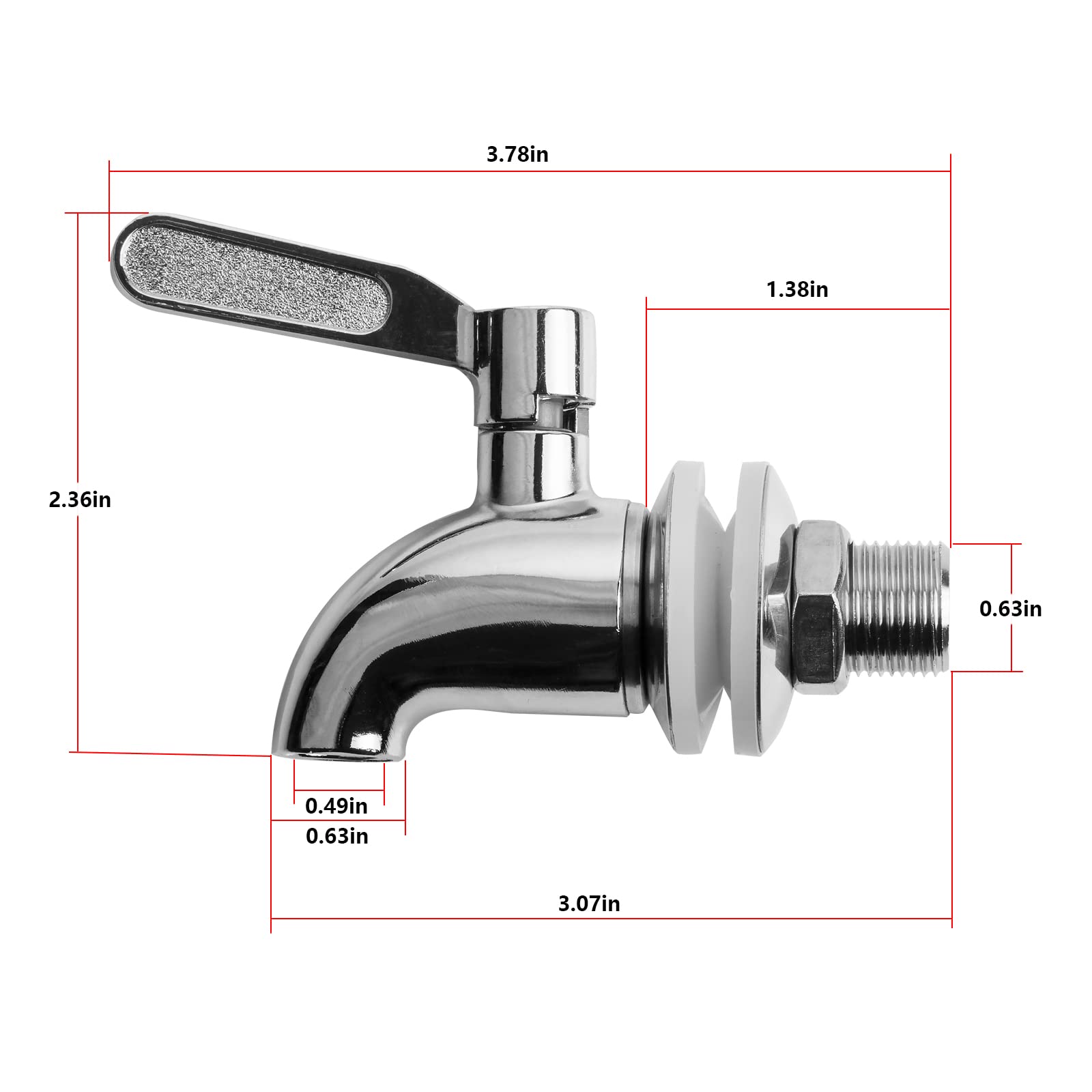 Replacement Spigot for Beverage Dispenser, Stainless Steel Spigot for Drink Dispenser, ​Water Dispenser Faucet, Food Grade, with Anti-Clogging Cap (1PACK)