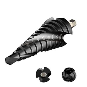 zaamsoa m35 step drill bit, 3/16”-7/8" impact ready three spiral flute unibit step bit, 1/4" hex shank co drill bit for metal, wood, multiple hole drilling cone drill bits