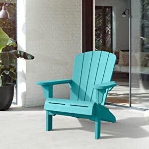 Keter Teton Adirondack Weather Resistant Furniture for Entertaining by The Pool, Patio and Fire Pit, Easy Assembly Outdoor Seating, Weatherwood