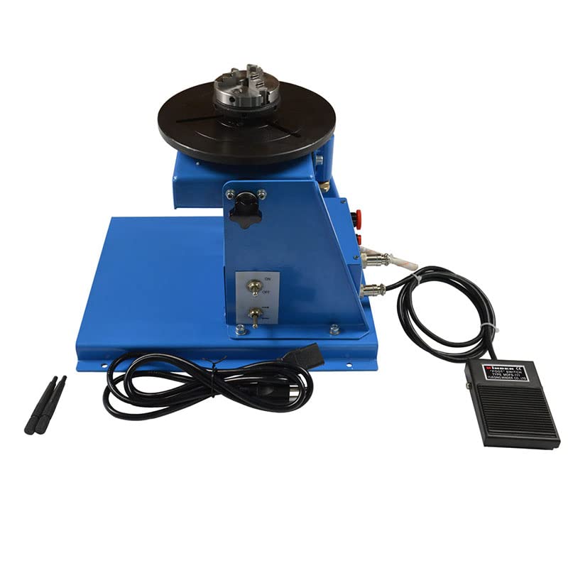 EQCOTWEA 10KG Welding Positioner Turntable with 65mm Chuck Portable Welder Positioner Turntable Machine Turntable Jaw Lathe Chuck Equipment Adjust Speed 0-90º 110V