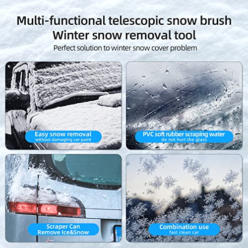 YASHINE 5 in 1 Snow Shovel and Brush kit 37.5" Snow Brush for car Ice Scraper Broom with Foam Handle 270 ° Rotating Brush Head Snow Shovel for Cars, Trucks, SUVs Snow Removal