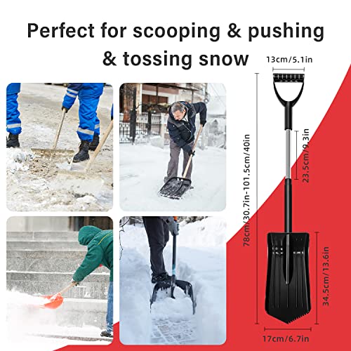 YASHINE 5 in 1 Snow Shovel and Brush kit 37.5" Snow Brush for car Ice Scraper Broom with Foam Handle 270 ° Rotating Brush Head Snow Shovel for Cars, Trucks, SUVs Snow Removal