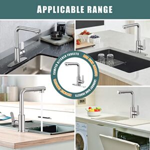 Kitchen Faucets, Brushed Nickel Kitchen Faucet with Pull Down Sprayer and Deck Plate, Stainless Steel Commercial Utility Kitchen Faucets for Sink 3 Hole for Bar Rv Camper Laundry Outdoor Farmhouse