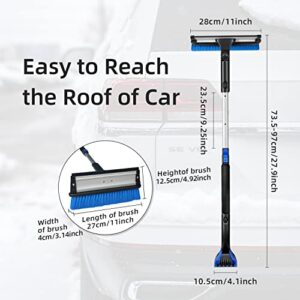 YSMJ Snow Brush and Snow Shovel, Telescoping Ice Scraper, Foam Grip, Heavy Duty Snow Remover for Cars, 270° Pivoting Snow Scraper Brush for Car Windshield