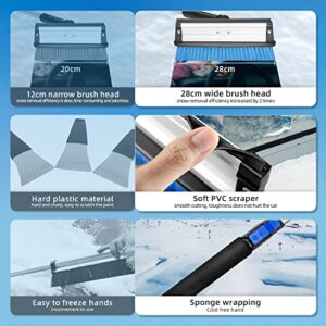 YSMJ Snow Brush and Snow Shovel, Telescoping Ice Scraper, Foam Grip, Heavy Duty Snow Remover for Cars, 270° Pivoting Snow Scraper Brush for Car Windshield