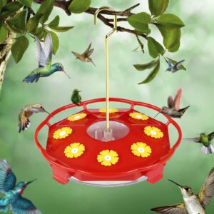 hummingbird feeders for outdoors hanging, 8 feeding ports for attract more hummingbirds, ant & bee proof, no leak humming bird feeder outside, easy to clean and fill plastic saucer feeder 12oz