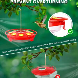 Hummingbird Feeders for Outdoors Hanging, 8 Feeding Ports for Attract More Hummingbirds, Ant & Bee Proof, No Leak Humming Bird Feeder Outside, Easy to Clean and Fill Plastic Saucer Feeder 12Oz