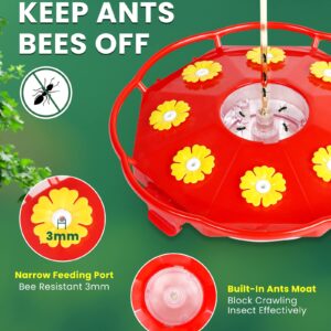 Hummingbird Feeders for Outdoors Hanging, 8 Feeding Ports for Attract More Hummingbirds, Ant & Bee Proof, No Leak Humming Bird Feeder Outside, Easy to Clean and Fill Plastic Saucer Feeder 12Oz