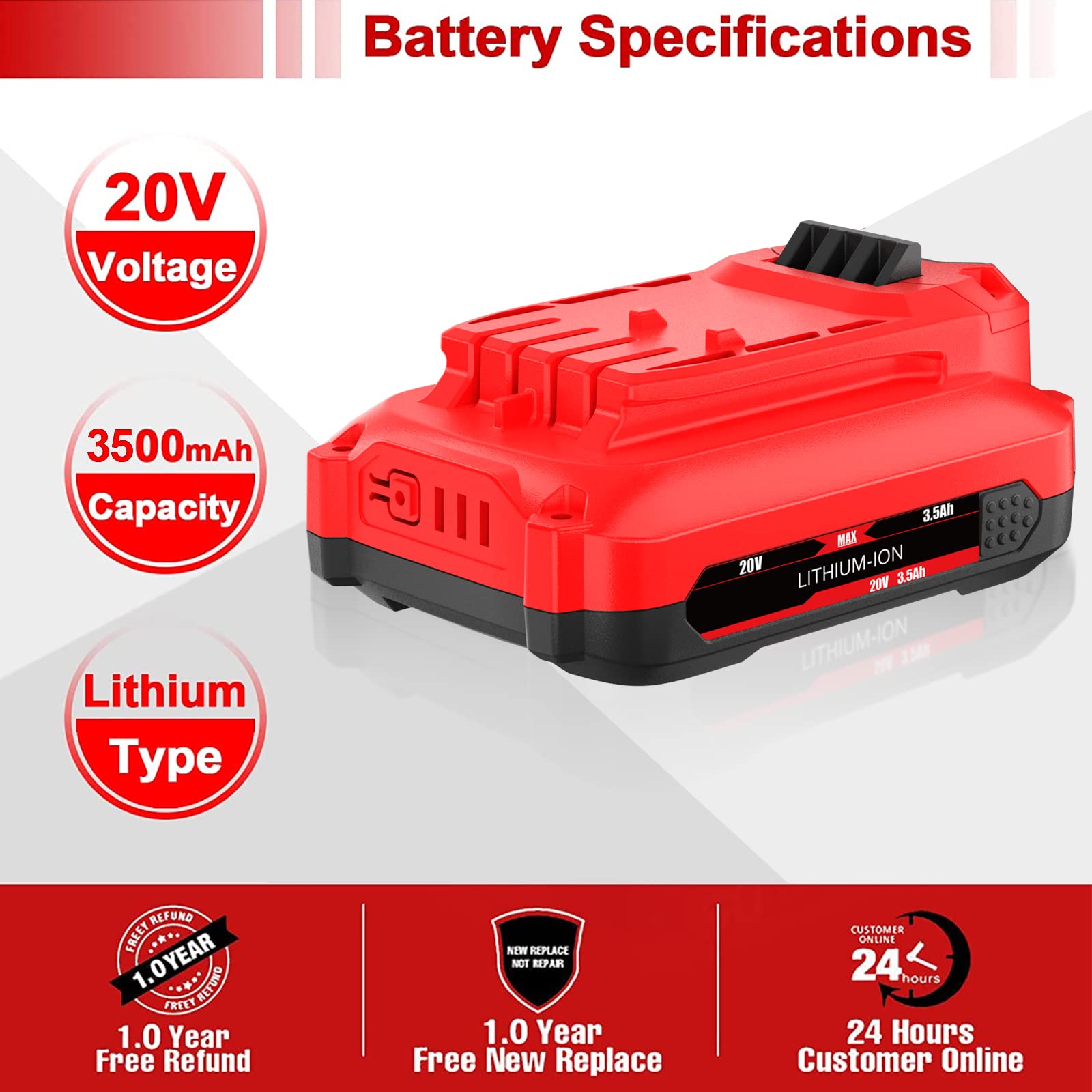 2Pack 3500mAh Lithium Replacement Battery for Craftsman V20 Battery Compatible with Craftsman 20V Battery CMCB201 CMCB202 CMCB202-2 CMCB204 CMCB204-2 CMCB205 CMCB206 20 Volt Cordless Power Tools