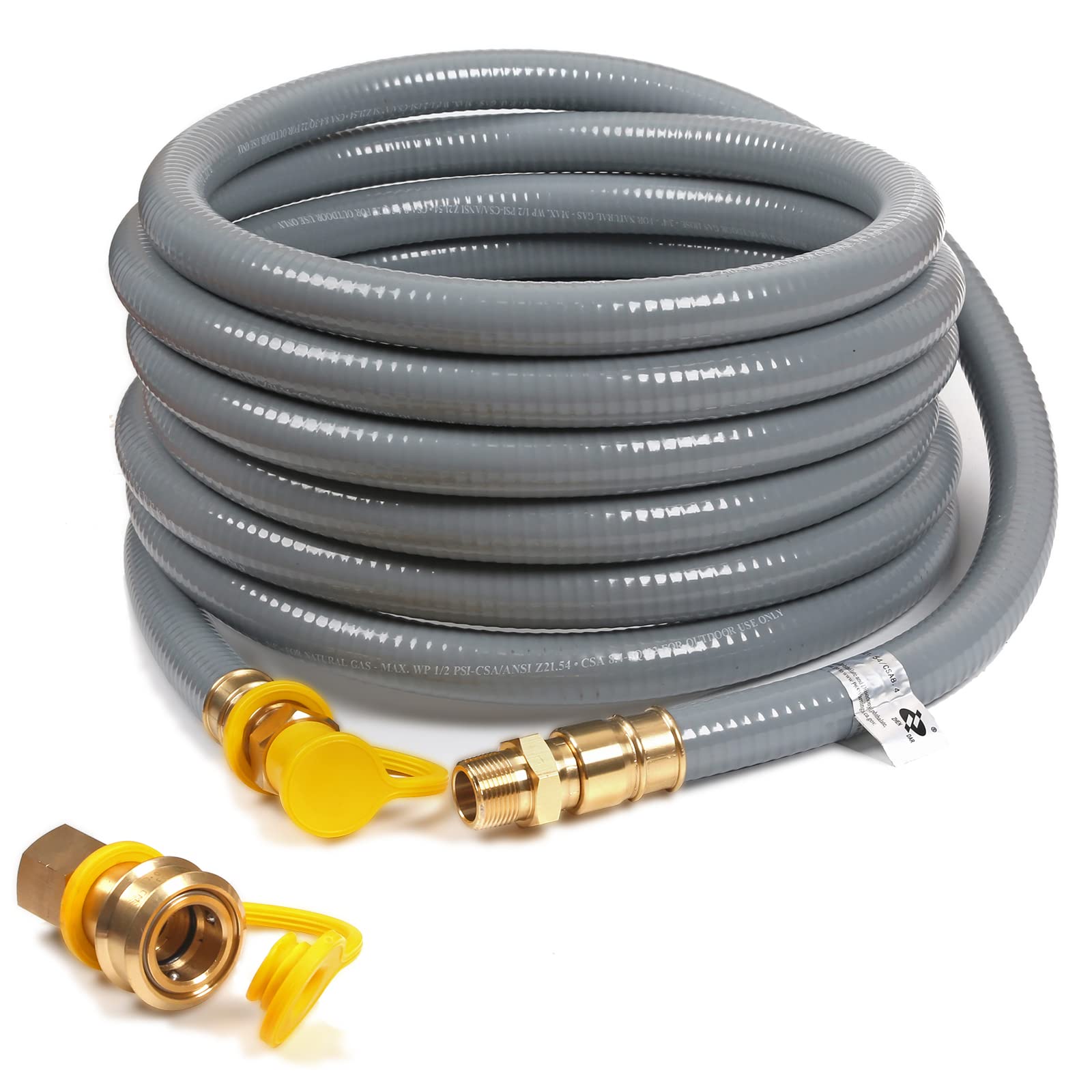 24FT 3/4" Natural Gas Hose, 3/4 Inch Natural Gas Conversion Kit Gas Grill Hose with Quick Connect Fitting,Grill Connectors & Hoses for Patio Heater,Griddle,Dynamo and Outdoor NG/LP Propane Appliance