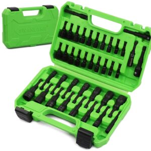 swanlake swanlake 39pcs magnetic hex nut driver master kit,1/4" quick-change hex shank, sae & metric power nuts driver drill bit tools set,cr-v steel