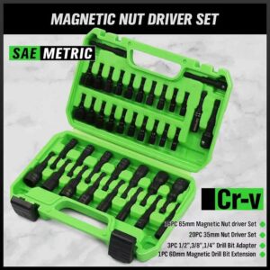 SWANLAKE SWANLAKE 39PCS Magnetic Hex Nut Driver Master Kit,1/4" Quick-Change Hex Shank, SAE & Metric Power Nuts Driver Drill Bit Tools Set,Cr-V Steel