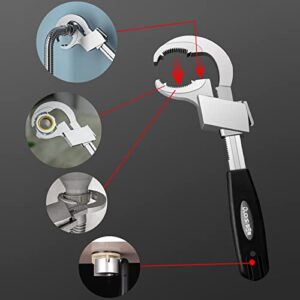 4DJ Universal Adjustable Double-ended Wrench Multifunctional Bathroom Wrench for Pipe Basin Faucet Bathroom Wrench Tool, Disassembly and Assembly Faucet Sink Water Plumbing Repair (DJWW103)