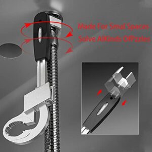 4DJ Universal Adjustable Double-ended Wrench Multifunctional Bathroom Wrench for Pipe Basin Faucet Bathroom Wrench Tool, Disassembly and Assembly Faucet Sink Water Plumbing Repair (DJWW103)