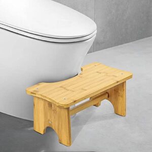 Toilet Stool Bathroom Stool Bamboo Poop Stool with Non-Slip Mat, Portable Toilet Foot Stool - Wood Color …