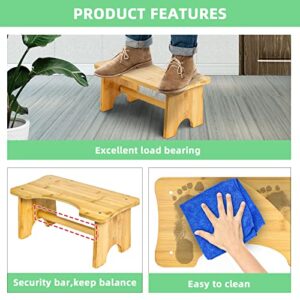 Toilet Stool Bathroom Stool Bamboo Poop Stool with Non-Slip Mat, Portable Toilet Foot Stool - Wood Color …