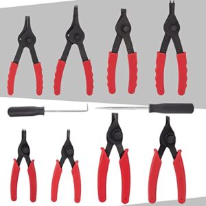 Snap Ring Plier Set Heavy Duty Long Reach Snap Ring Plier Set With Case 11pc Retaining Ring Pliers Set Mechanics Circlips Auto Tool Internal External Pliers for Car Trunk Motorcycle