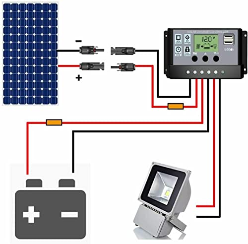 Vorole 10AWG/6mm² Solar Panel Extension Cable, 20FT Cable Wire with Female&Male Connector, 1 Pair Black&Red