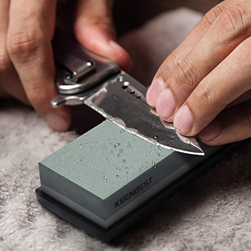 Knife Sharpening Stone Kit Actual Grit KEENBEST Large 4 Side 400 1000 3000 8000 Complete Wet Stones Set Japanese Professional Kitchen Knives Sharpeners Whetstone Flattening Stone Base Guide Leather