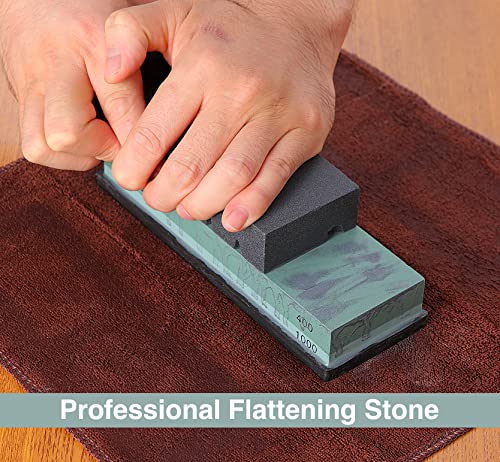 Knife Sharpening Stone Kit Actual Grit KEENBEST Large 4 Side 400 1000 3000 8000 Complete Wet Stones Set Japanese Professional Kitchen Knives Sharpeners Whetstone Flattening Stone Base Guide Leather