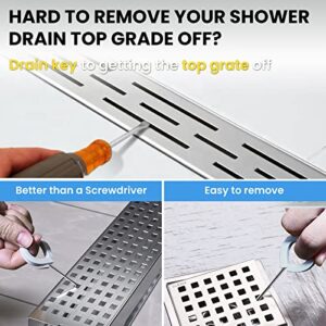 ARIOSOX 2-Pack Shower Drain Hook for Drain Cover Removal, Assists with Linear Drain Grate Removal and Clean, Stainless Steel Silicone Protector Extractor Tool.