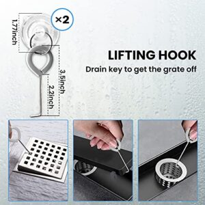 ARIOSOX 2-Pack Shower Drain Hook for Drain Cover Removal, Assists with Linear Drain Grate Removal and Clean, Stainless Steel Silicone Protector Extractor Tool.