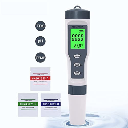 G · PEH Digital pH Meter with ATC pH Tester,3 in 1 pH TDS Temp Meter, 0.01 Resolution High Accuracy PH Meter for Water Hydroponics Digital Pen Type Tester for Household Drinking Wine Aquariums