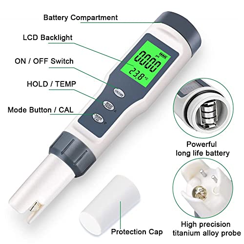 G · PEH Digital pH Meter with ATC pH Tester,3 in 1 pH TDS Temp Meter, 0.01 Resolution High Accuracy PH Meter for Water Hydroponics Digital Pen Type Tester for Household Drinking Wine Aquariums