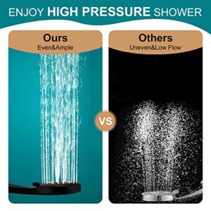 BATHPRO High Pressure Shower Head with Handheld, 6-mode Showerhead with Long Hose Stainless Steel 59", Built-in Power Wash to Clean, Adjustable Brass Ball Joint Bracket (2.5GPM, Matte Black)