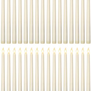 36 Pieces Flameless Taper Candles 11 Inch Flickering Candle Lights Faux LED Candles Battery Operated Candles Electric Fake Candles for Christmas Halloween Birthday Wedding Party Supplies (Ivory)