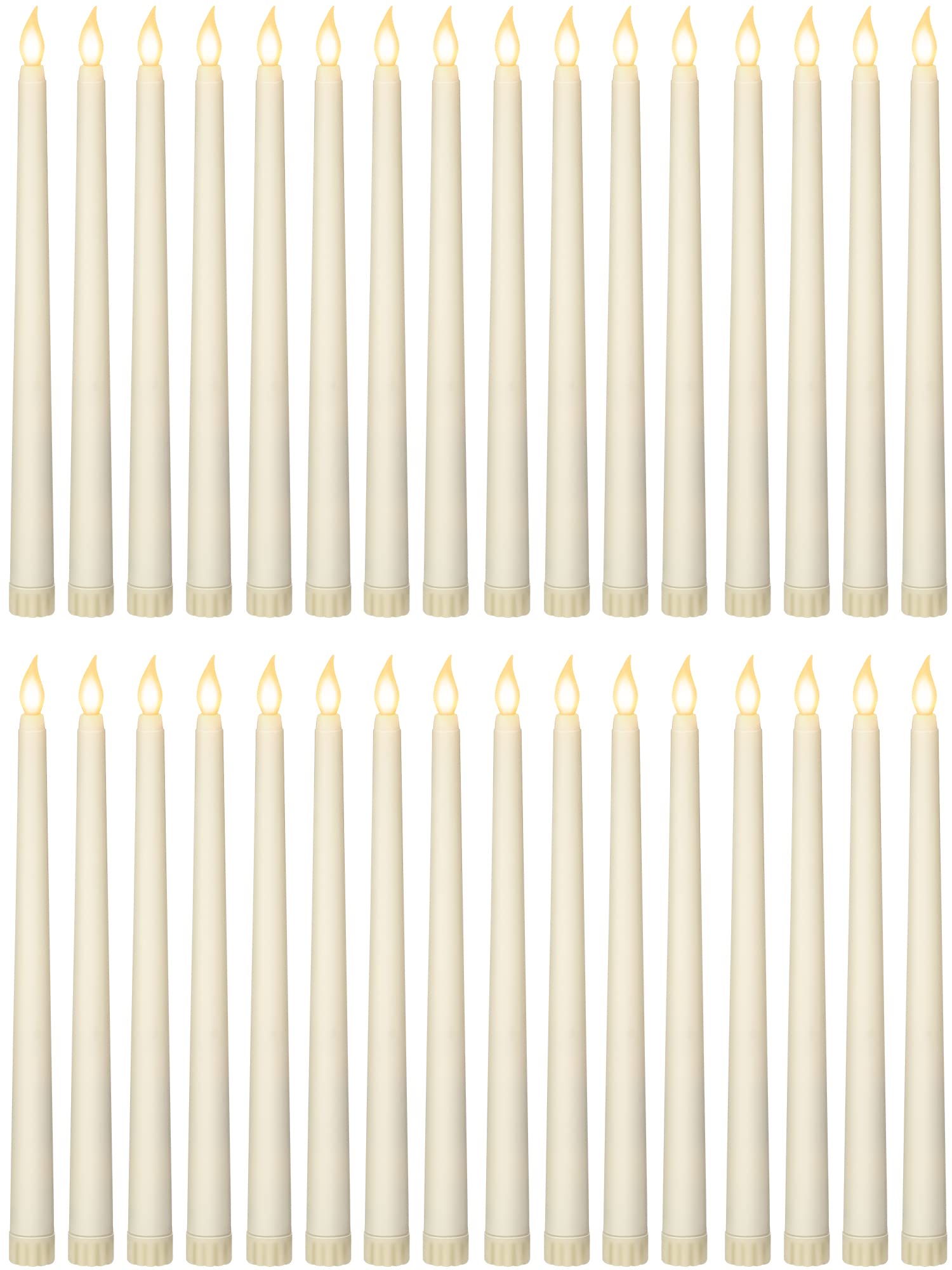 36 Pieces Flameless Taper Candles 11 Inch Flickering Candle Lights Faux LED Candles Battery Operated Candles Electric Fake Candles for Christmas Halloween Birthday Wedding Party Supplies (Ivory)