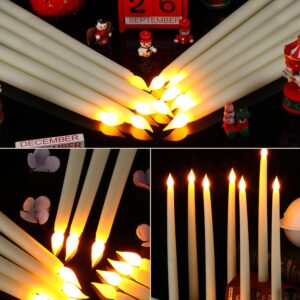 36 Pieces Flameless Taper Candles 11 Inch Flickering Candle Lights Faux LED Candles Battery Operated Candles Electric Fake Candles for Christmas Halloween Birthday Wedding Party Supplies (Ivory)