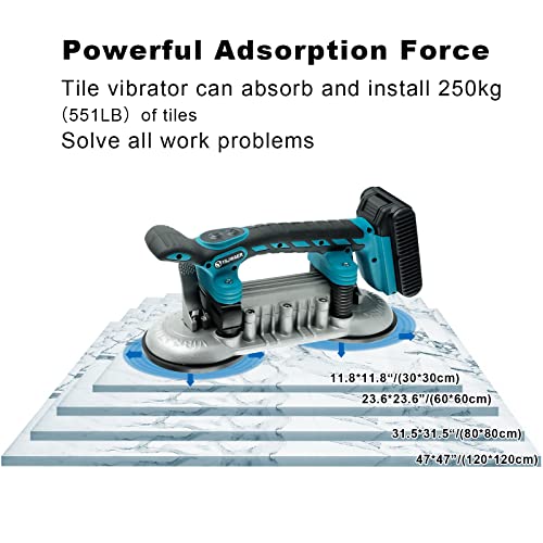 Tile Installation Tool Vibration Machine - YSJWAER Double Suction Cup Vibrator Handheld Tiling Leveling Laying 12000mAh 24000r/min 6 Speeds