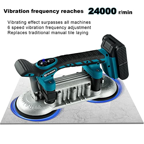 Tile Installation Tool Vibration Machine - YSJWAER Double Suction Cup Vibrator Handheld Tiling Leveling Laying 12000mAh 24000r/min 6 Speeds